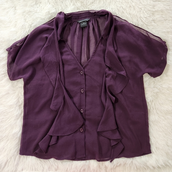 Moda International | Tops | Moda International Purple Sheer Short ...